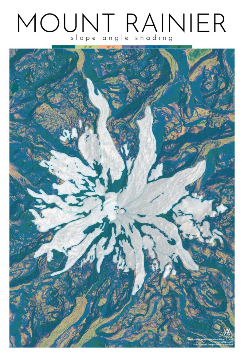 Mount Rainier Topographic Map - Etsy