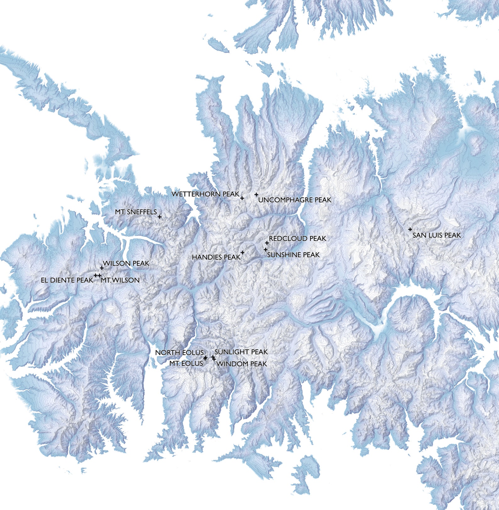 Colorado Fourteeners Map - Etsy
