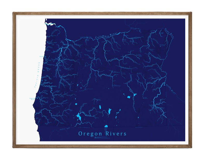 Oregon Rivers Map Print - Etsy
