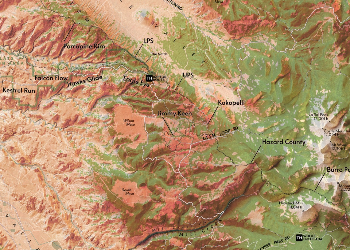 Moab Utah, Mountain Bike Trails Map - Etsy