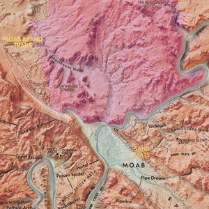 Moab Utah, Mountain Bike Trails Map - Etsy