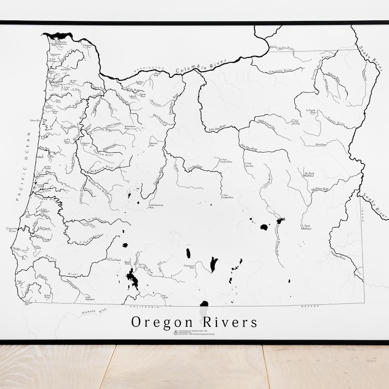 Columbia River Map of Art - Etsy