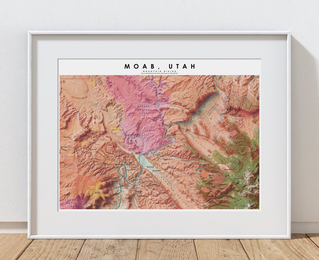 Moab Utah, Mountain Bike Trails Map - Etsy