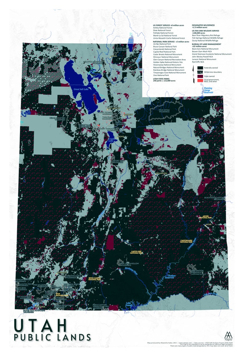 Utah Public Lands Map - Etsy