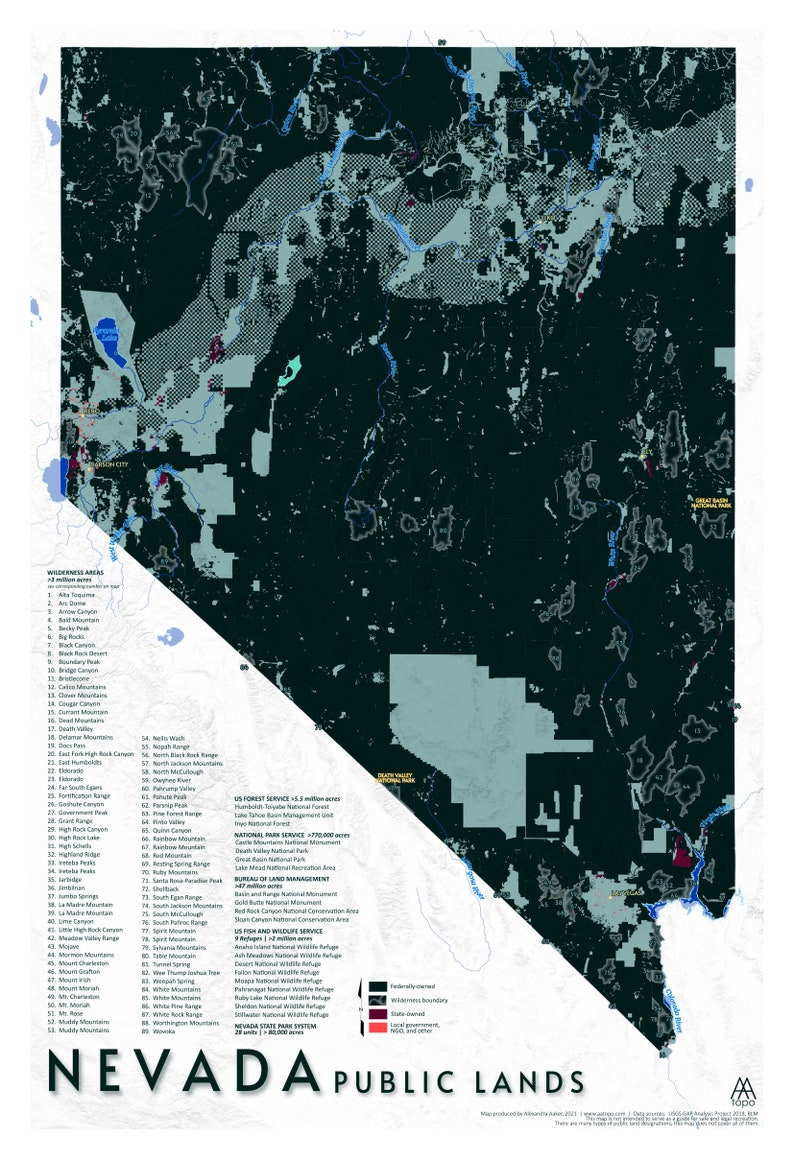 Nevada Public Lands Map - Etsy