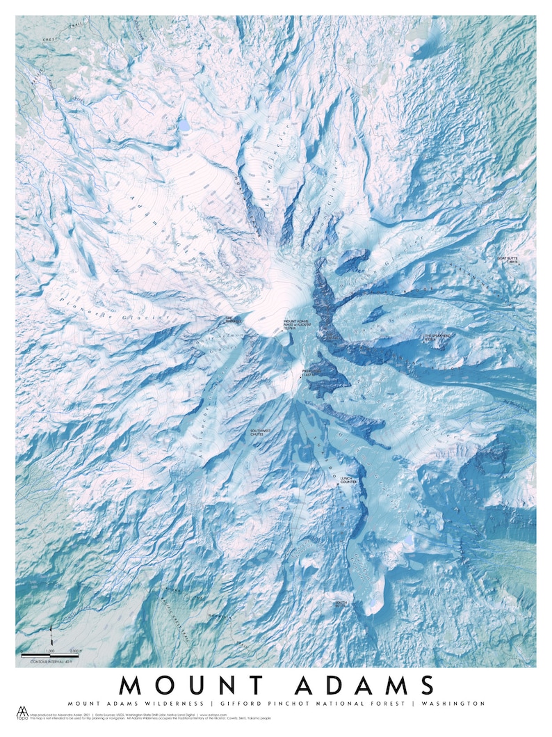 Mount Adams Topographic Map - Etsy