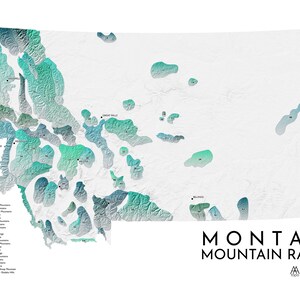 Montana Mountain Ranges Map - Etsy
