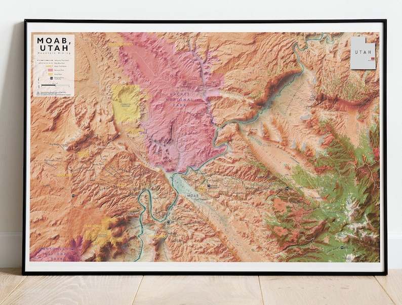 Moab Utah, Mountain Bike Trails Map - Etsy