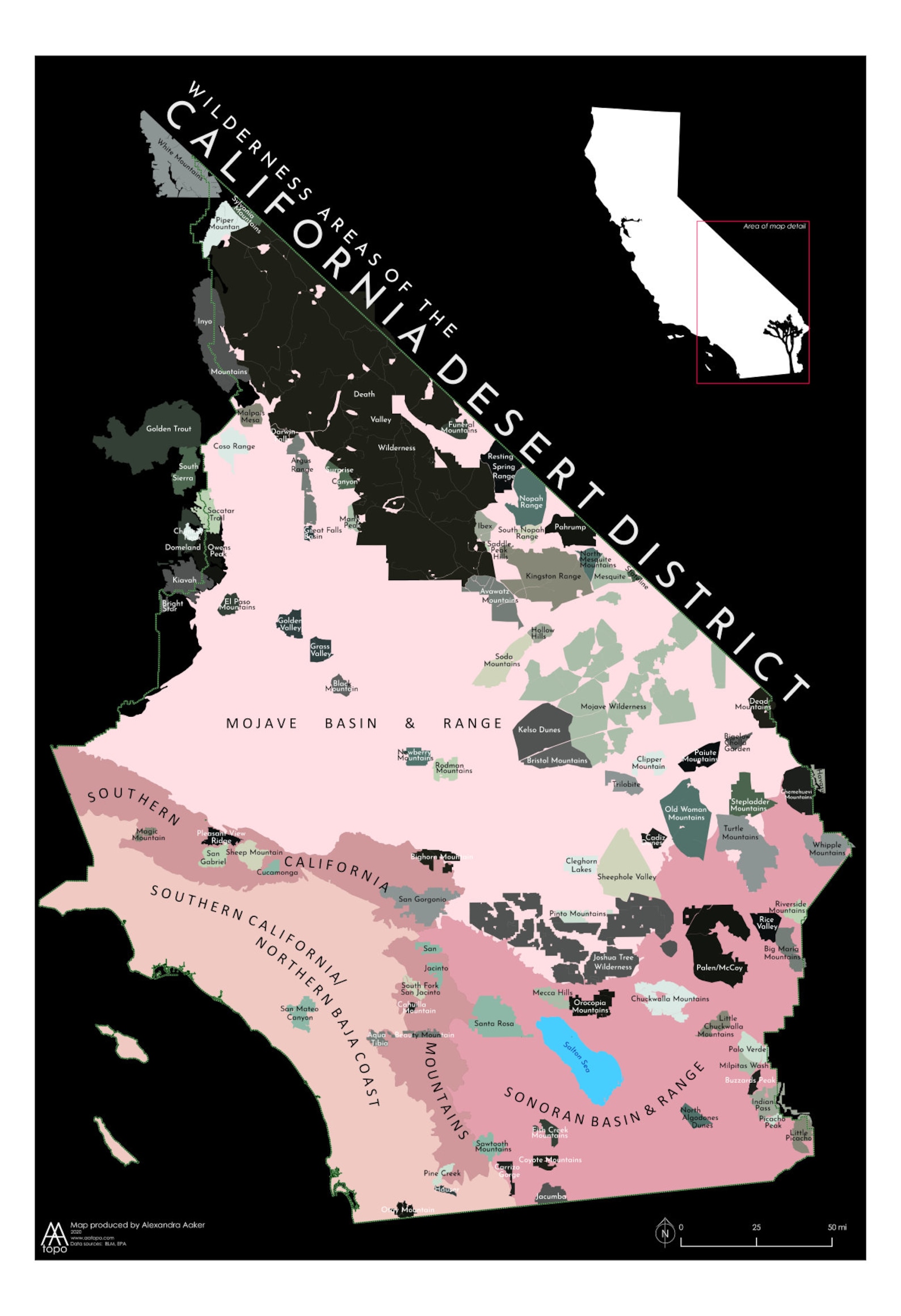 Mojave Desert California Map Print - Etsy
