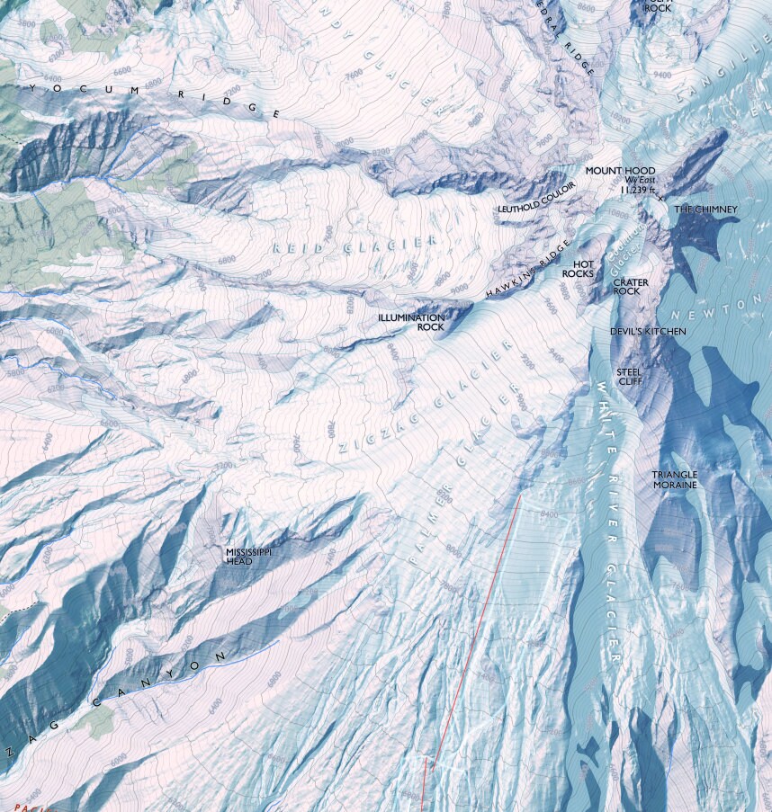 Mount Hood Topographic Map - Etsy