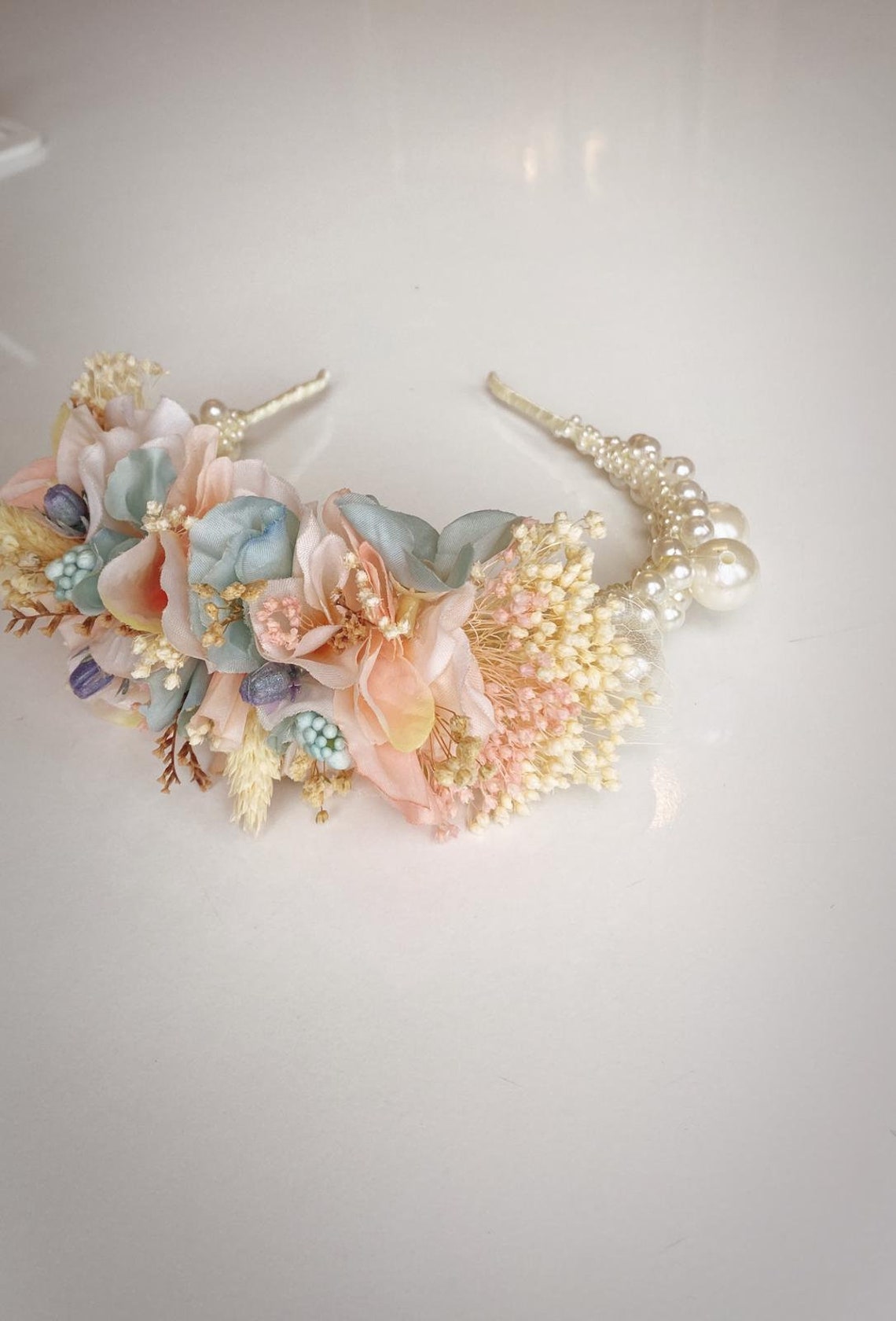 Powder Flower Firthday Crown, Floral Crown, Flower Halo, Bohemian ...