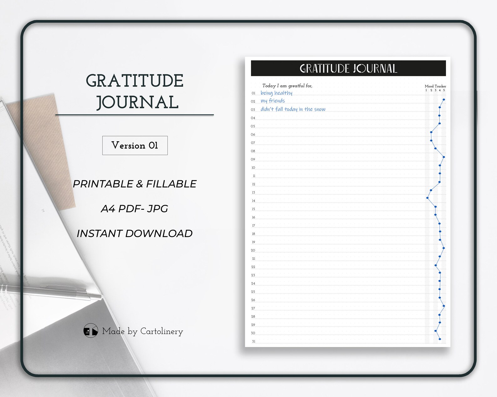 Gratitude Journal Template A4 Printable & Fillable PDF - Etsy