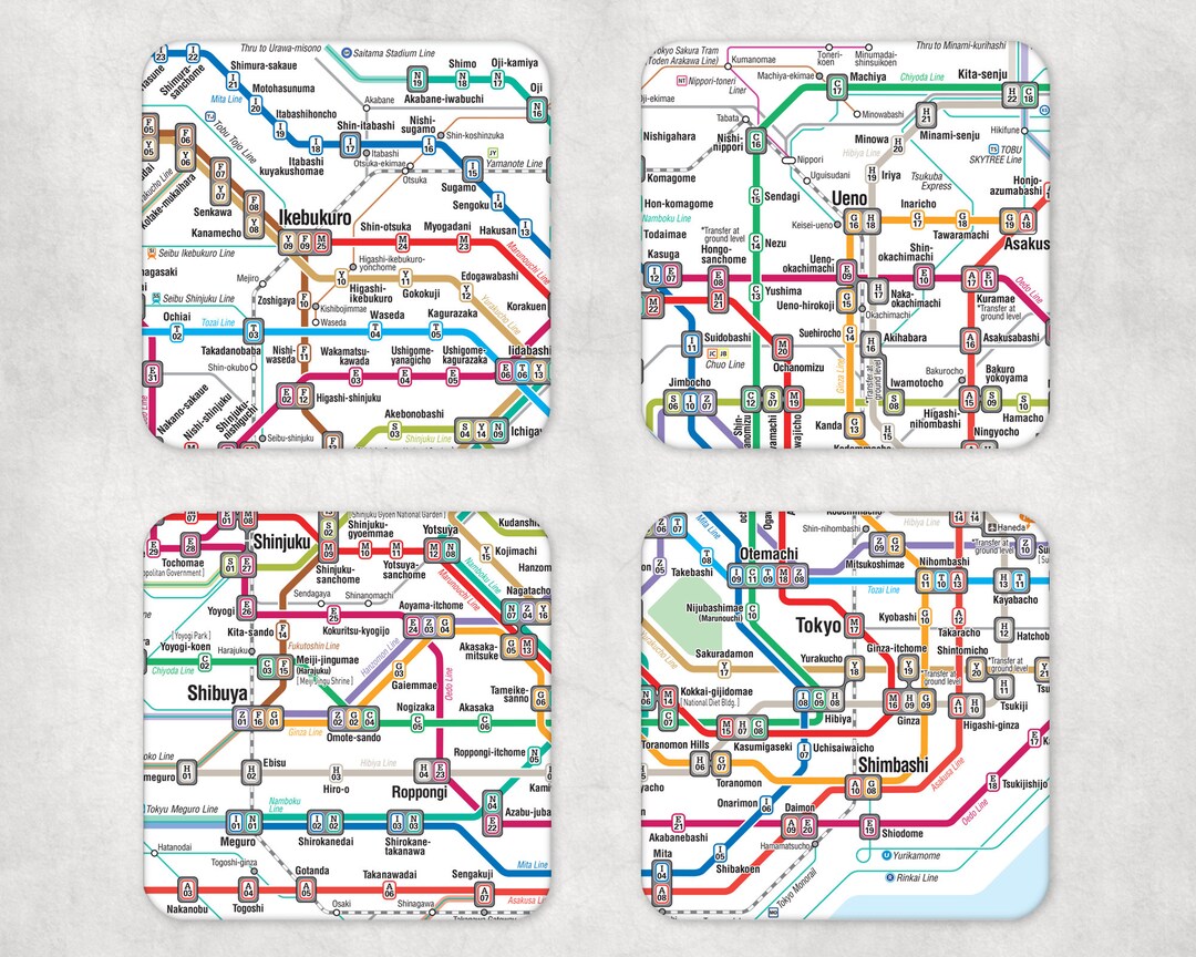Tokyo Subway System Coaster | Personalized Coaster | Drink Coaster | - Etsy