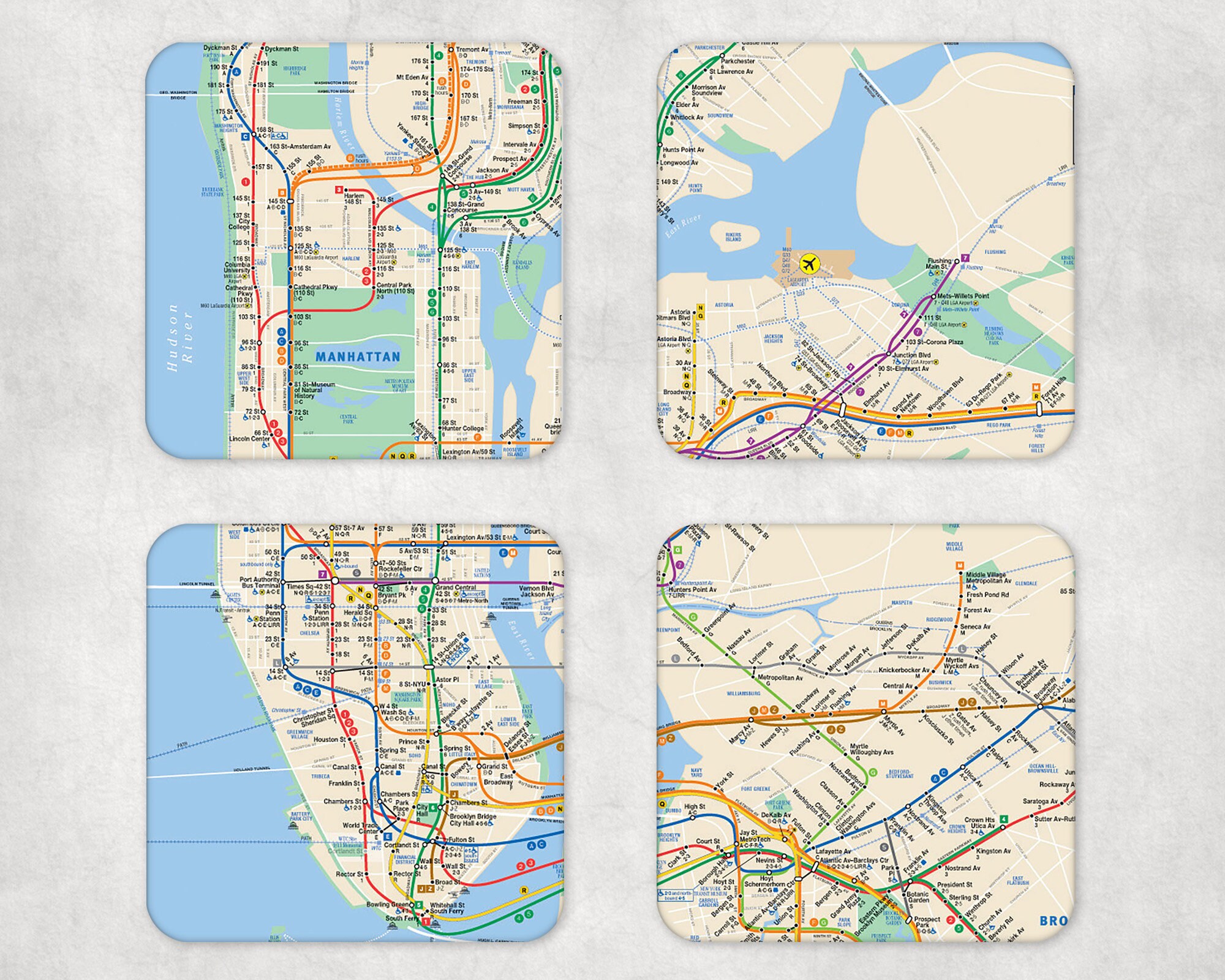 NYC Subway Map Coaster Set: New York City Gift US Shoppers--no Extra ...