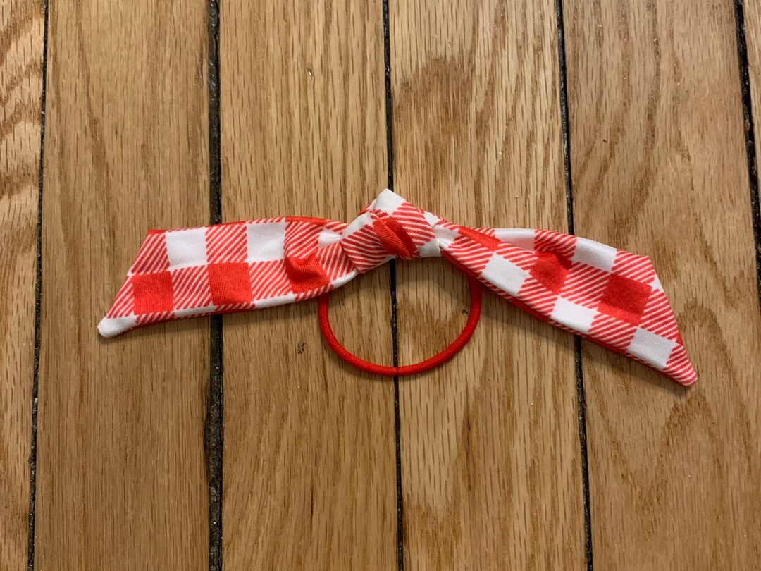 The Celia Bow Hair Tie Handmade, Red and White Gingham, Res Hair ...
