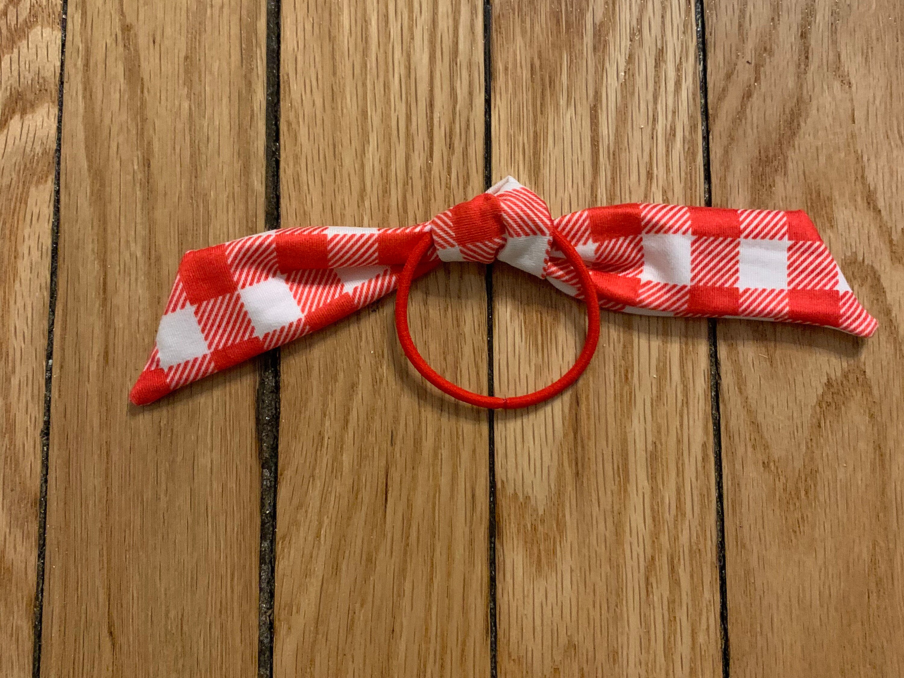 The Celia Bow Hair Tie Handmade, Red and White Gingham, Res Hair ...