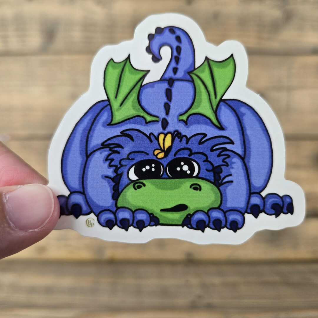 Clarence the Curious Baby Dragon 3" Die Cut Sticker ~ Blue Dragon ...