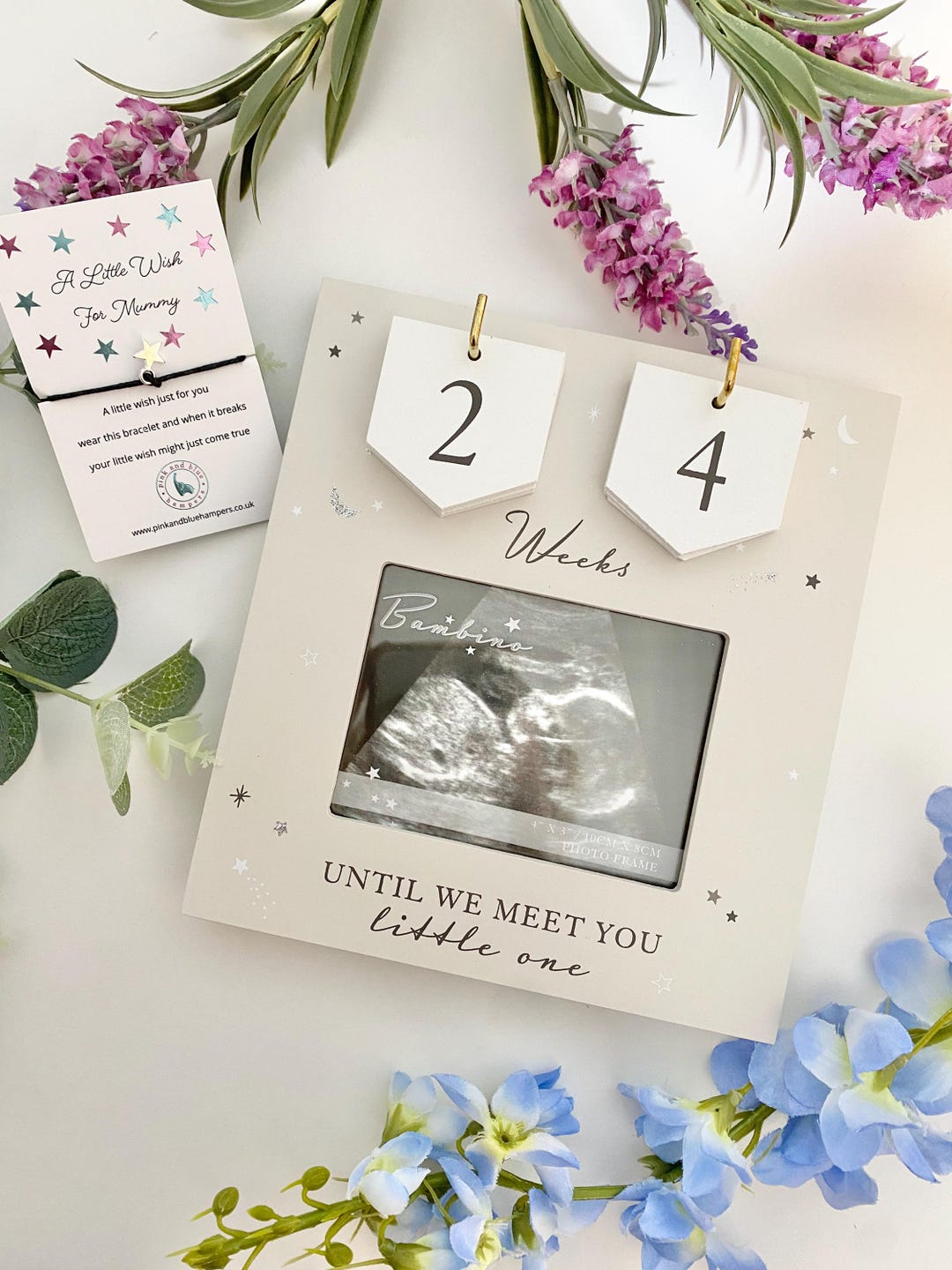 Pregnancy Countdown Photo Frame & Little Wish Bracelet for Mummy,baby ...