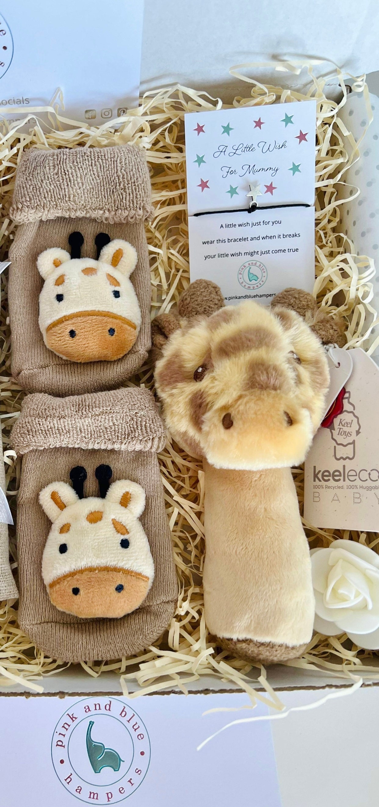 Giraffe Baby Gift Hamper, Toy, Socks, Muslin, Wish Bracelet - Etsy UK