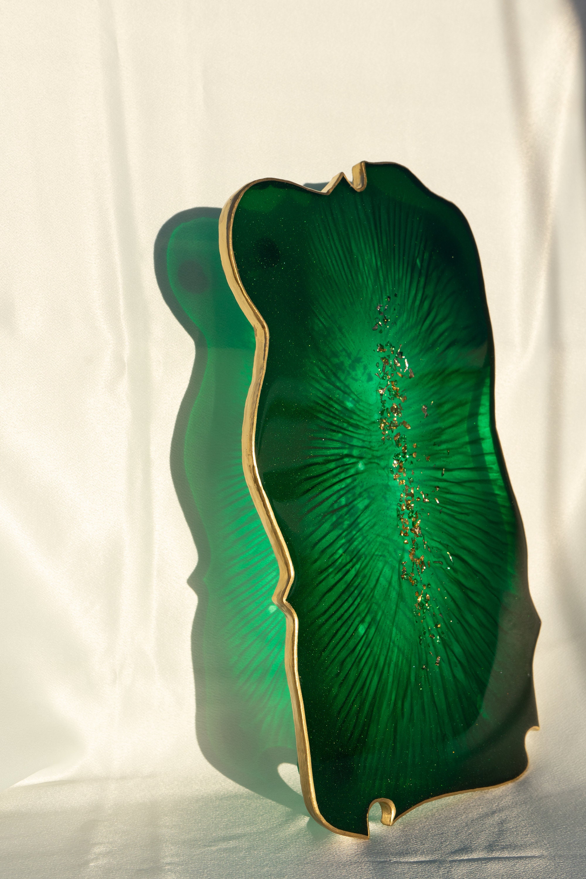 Emerald Green Tray With Gold Accents Handmade Resin Tray | Etsy