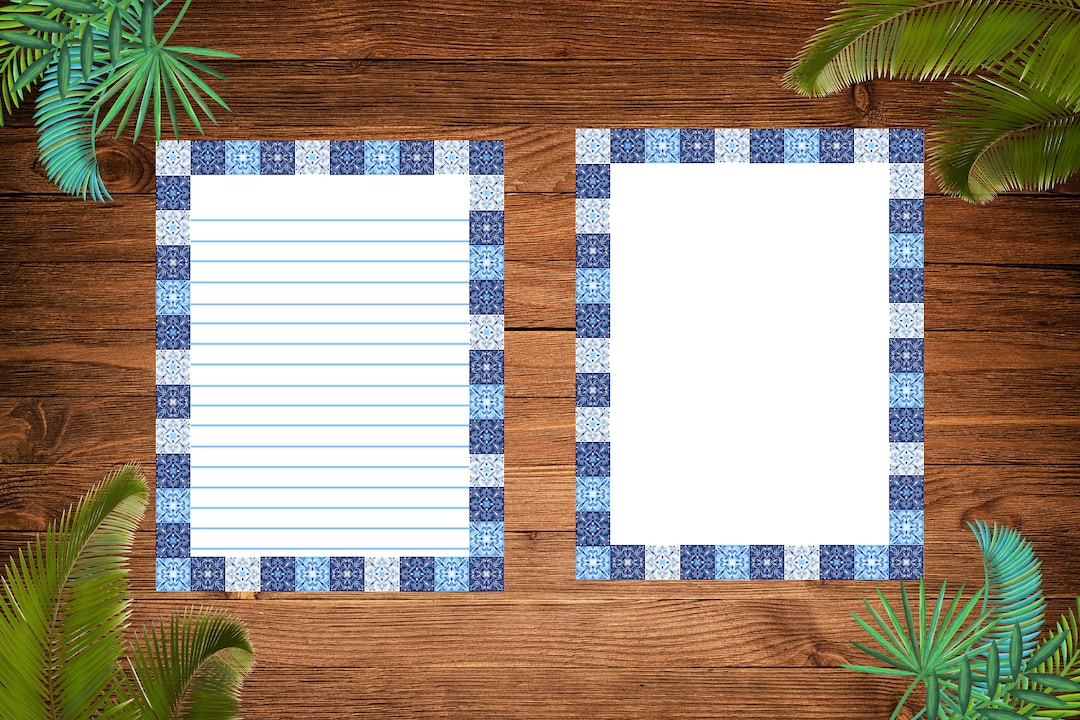 Blue Spanish Tiles Printable Letter Writing Stationery - Etsy