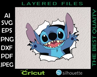 Stitch Head Svg | Etsy