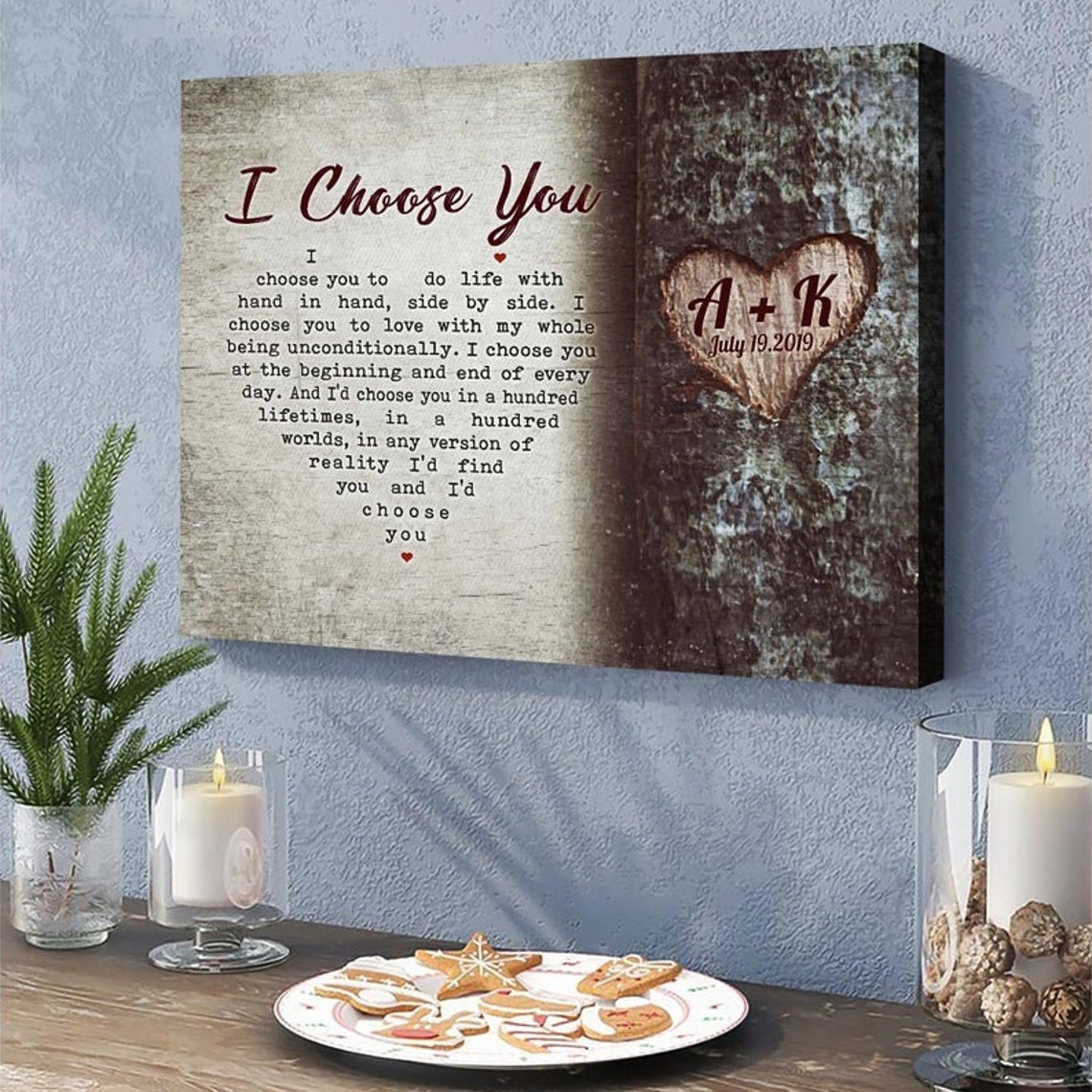 Names carved On Tree Canvas Personalized Tree Carved Names | Etsy