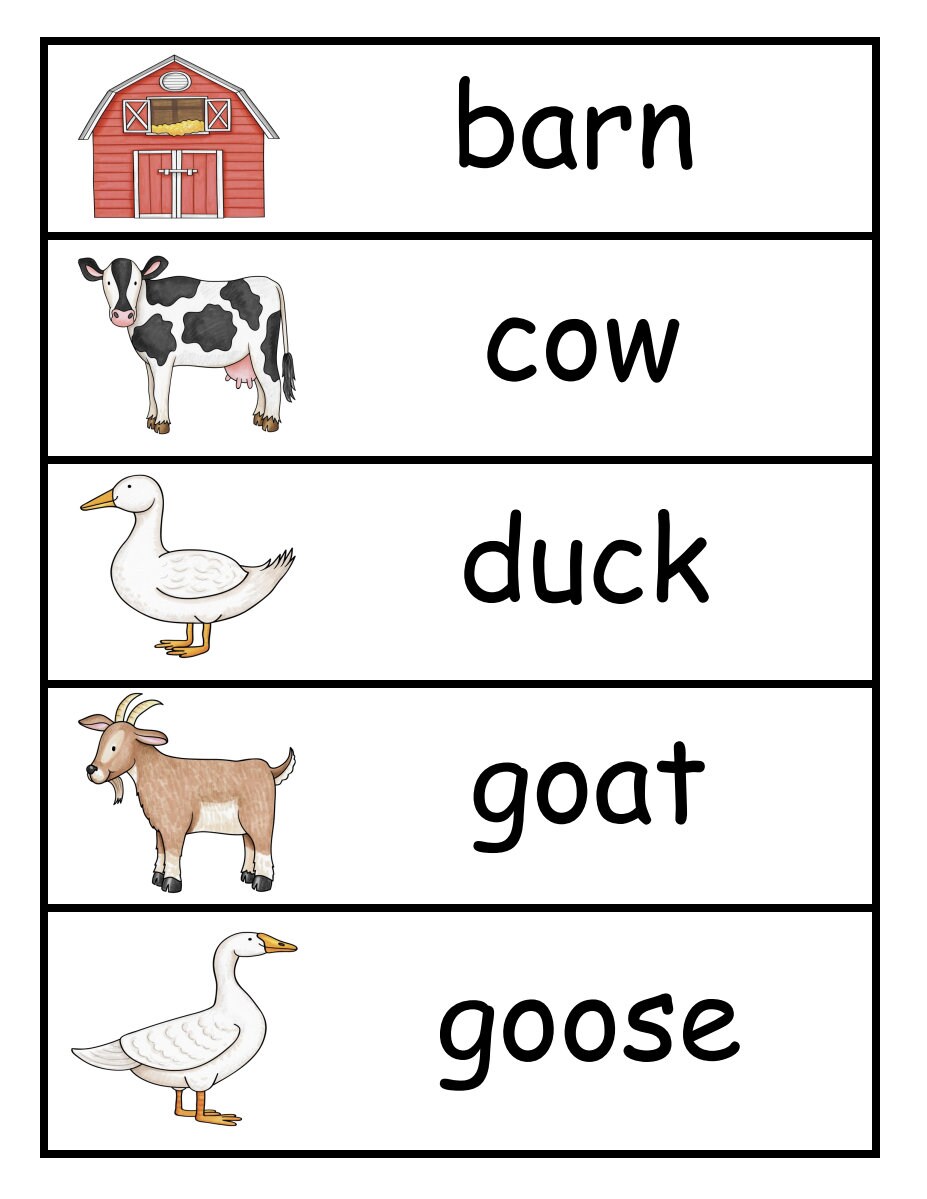 Farm Word Wall & Vocabulary Cards - Etsy