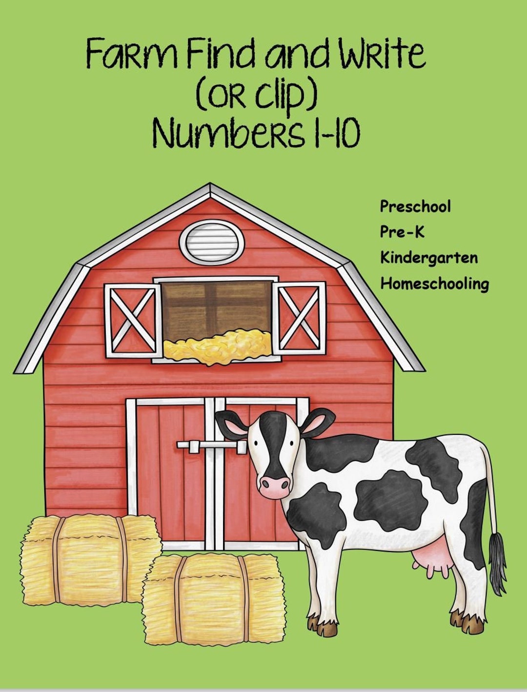 Farm Theme Number Write or Clip - Etsy