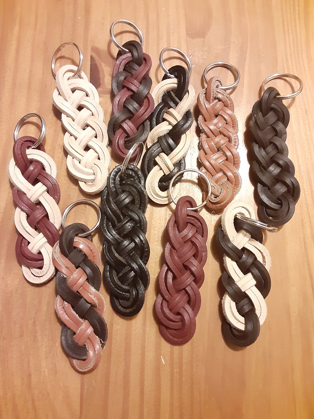 Double Braid Leather Keychain - Etsy