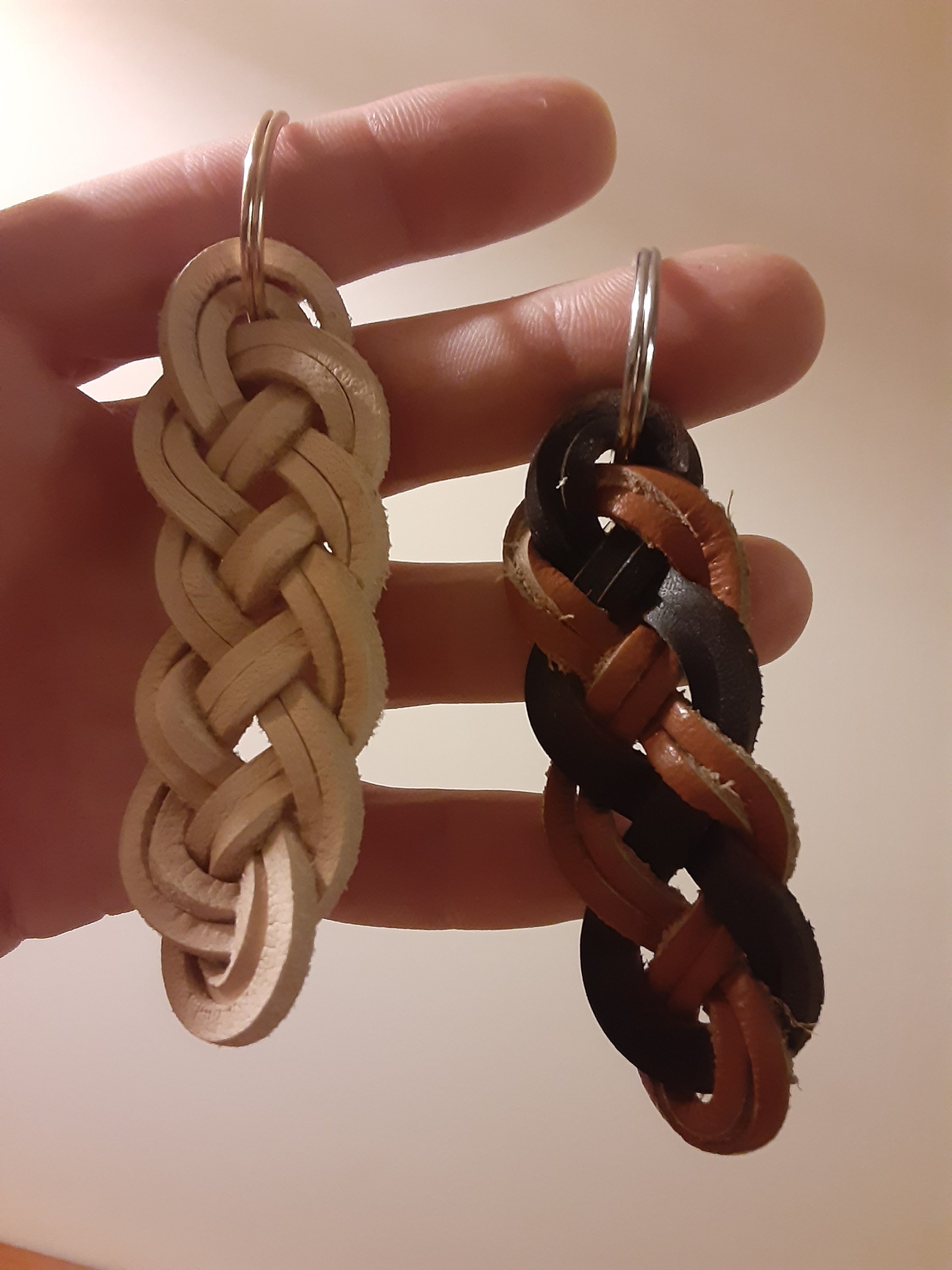 Double Braid Leather Keychain - Etsy