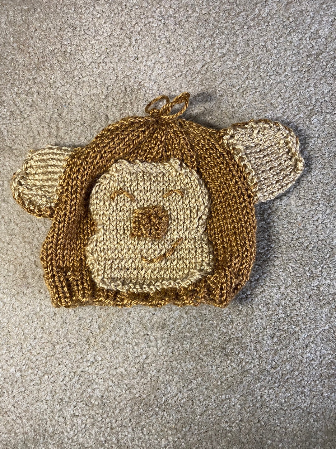 Knit Monkey Baby Hat 6-12 Months - Etsy