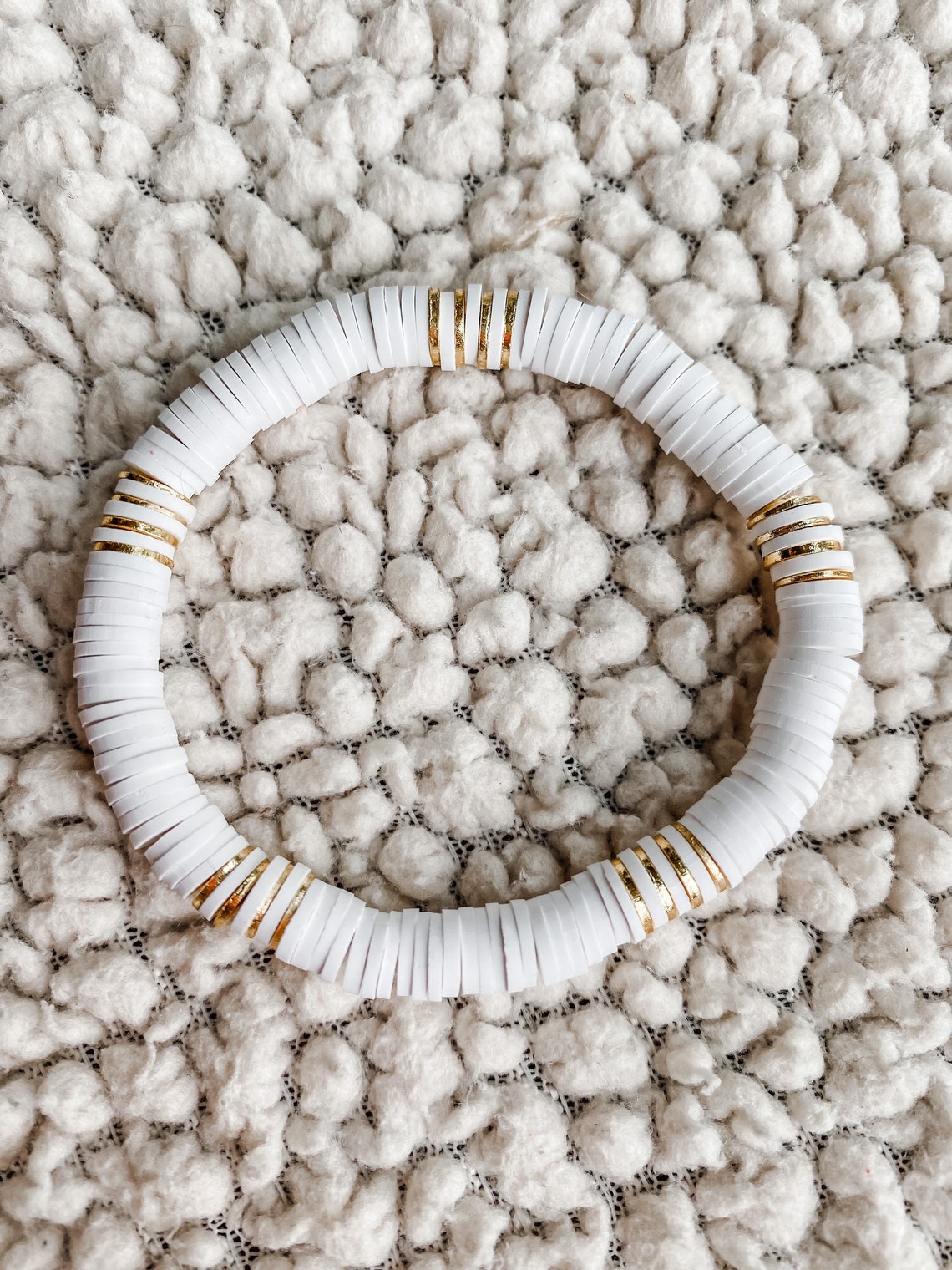 Clay Disc and Gold Beaded Bracelet - Etsy