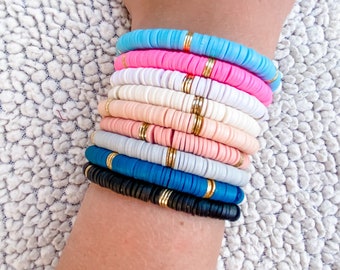 Clay Disc and Gold Beaded Bracelet - Etsy