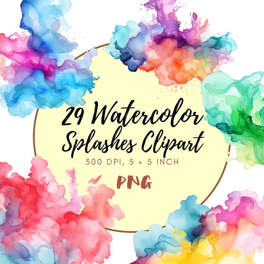 Splash PNG, Water Color Splash Clipart, Alcohol Ink PNG, 29 Color ...