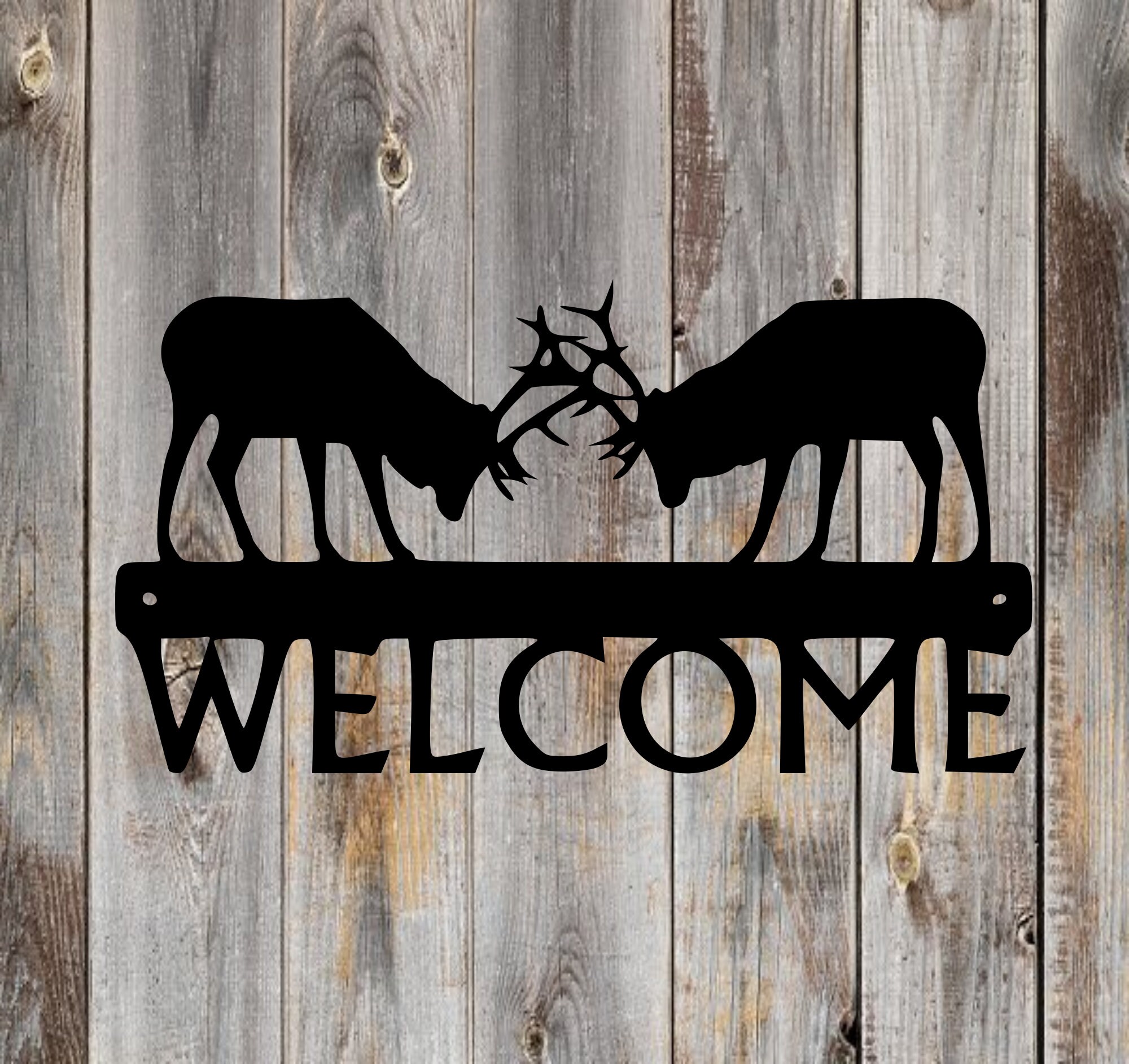 Metal Art Fighting Elk Welcome Sign - Etsy