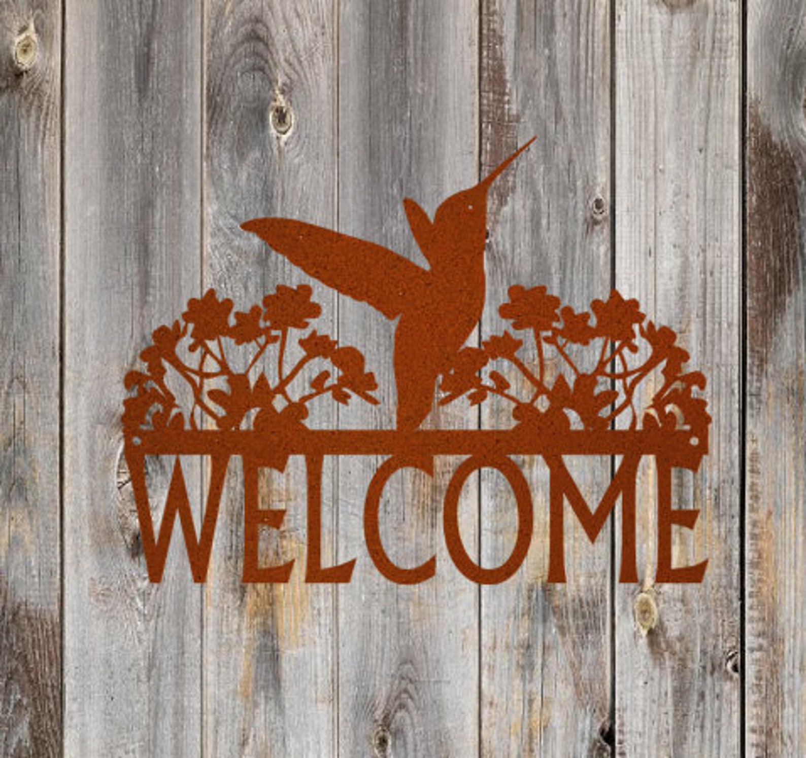 Metal Art Hummingbird Welcome Sign | Etsy