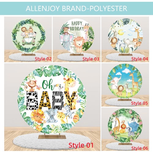 Safari Jungle Party Round Photography Backdropanimals Kids - Etsy