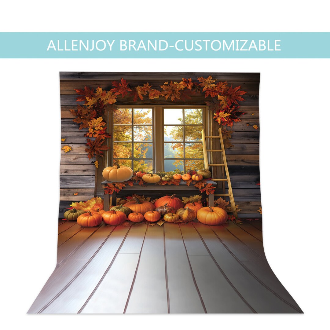 Autumn Pumpkins Window Photography Backdrop, Autumn Greenhouse Window ...