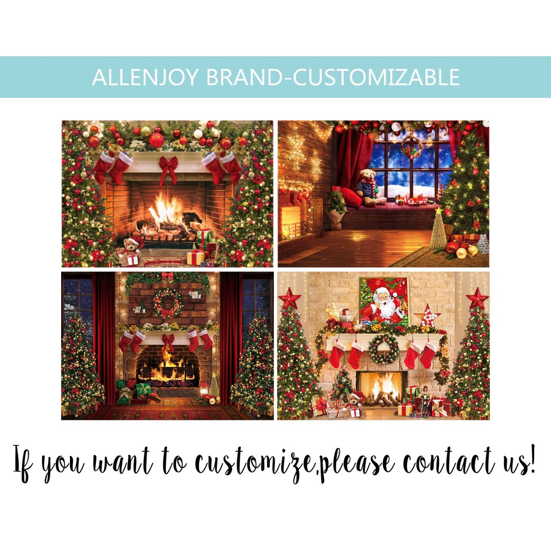 Christmas Winter Party Background Fireplace Brick Xmas Decoration Happy ...