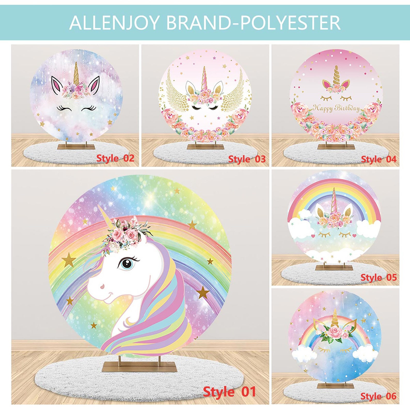 Unicorn Circle Round Backdrop Cover,baby Shower Kids Birthday Party ...