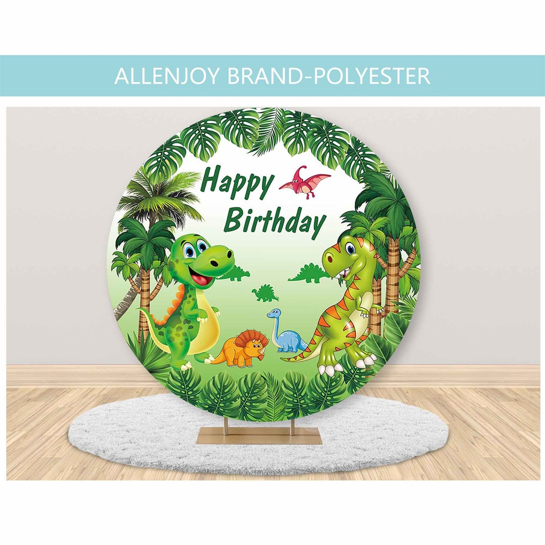 Cartoon Dinosaur Round Backdrop Cover,baby Shower Kids Birthday Party ...
