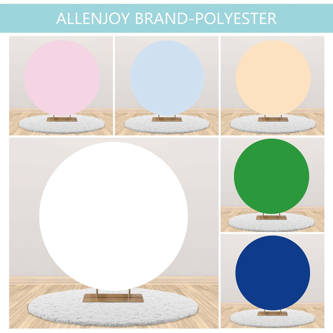 White Round Backdrop Cover,blue Pink Circle Backdrop With Elastic Band ...