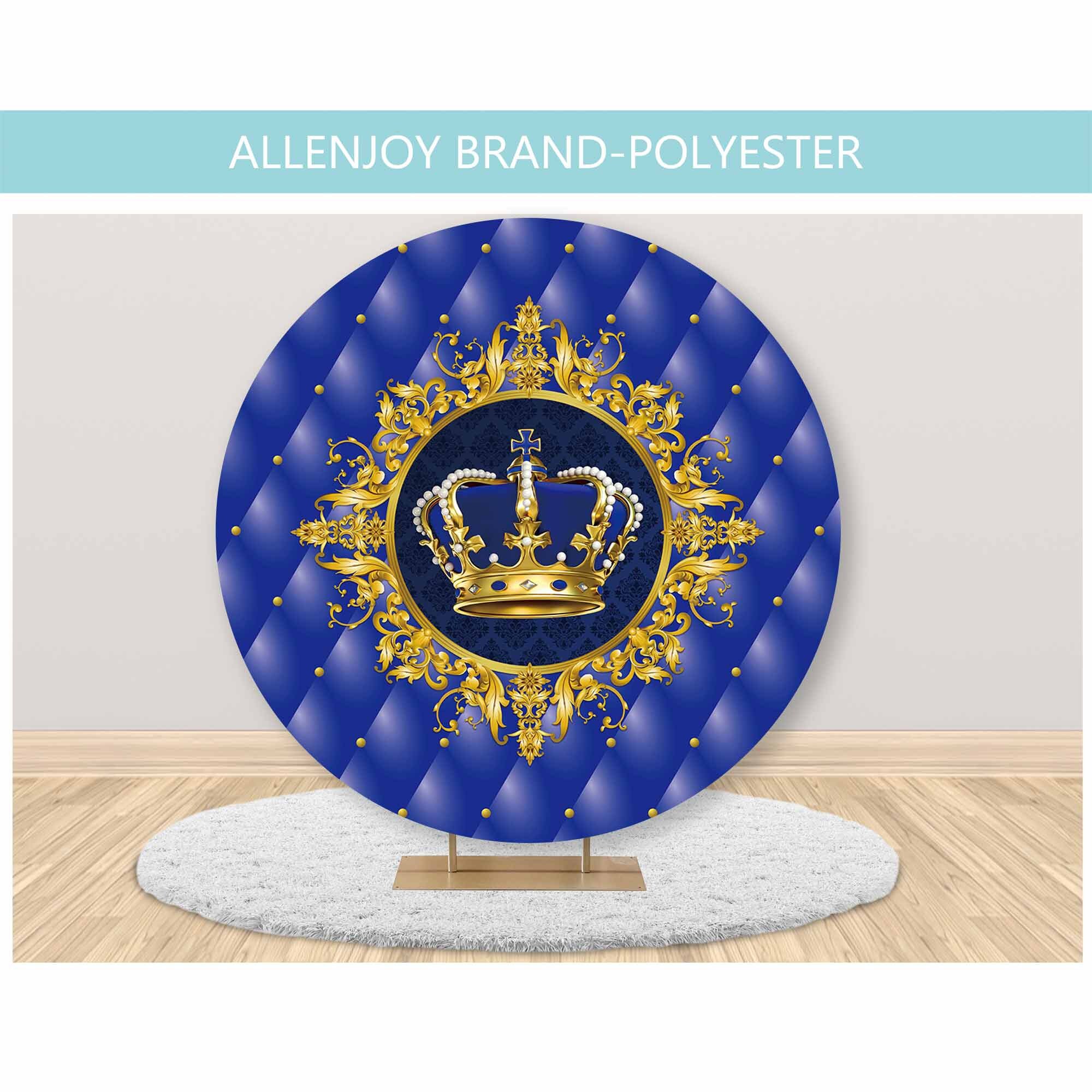 Royal Blue Crown and Gold Prince Round Backdrop Coverbaby Boy | Etsy