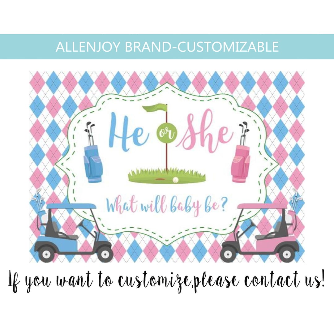 Golf Theme Gender Reveal Backdrop,baby Shower He or She Pink or Blue ...