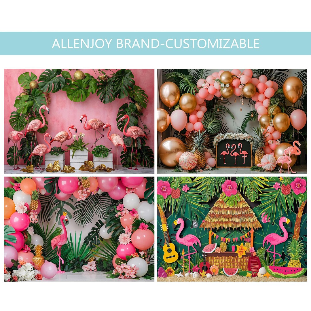 Summer Tropical Flamingo Backdrop, Hawaii Flamingo Baby Shower Backdrop ...