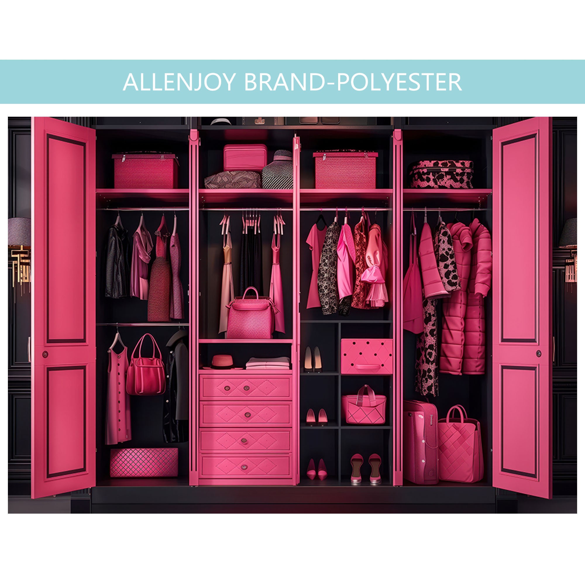 Pink Closet Birthday Backdrop, Pink Fashion Doll House Closet Baby ...