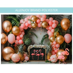 Palm Flamingo Summer Photography Backdrop, Pink Flamingo Tropical ...