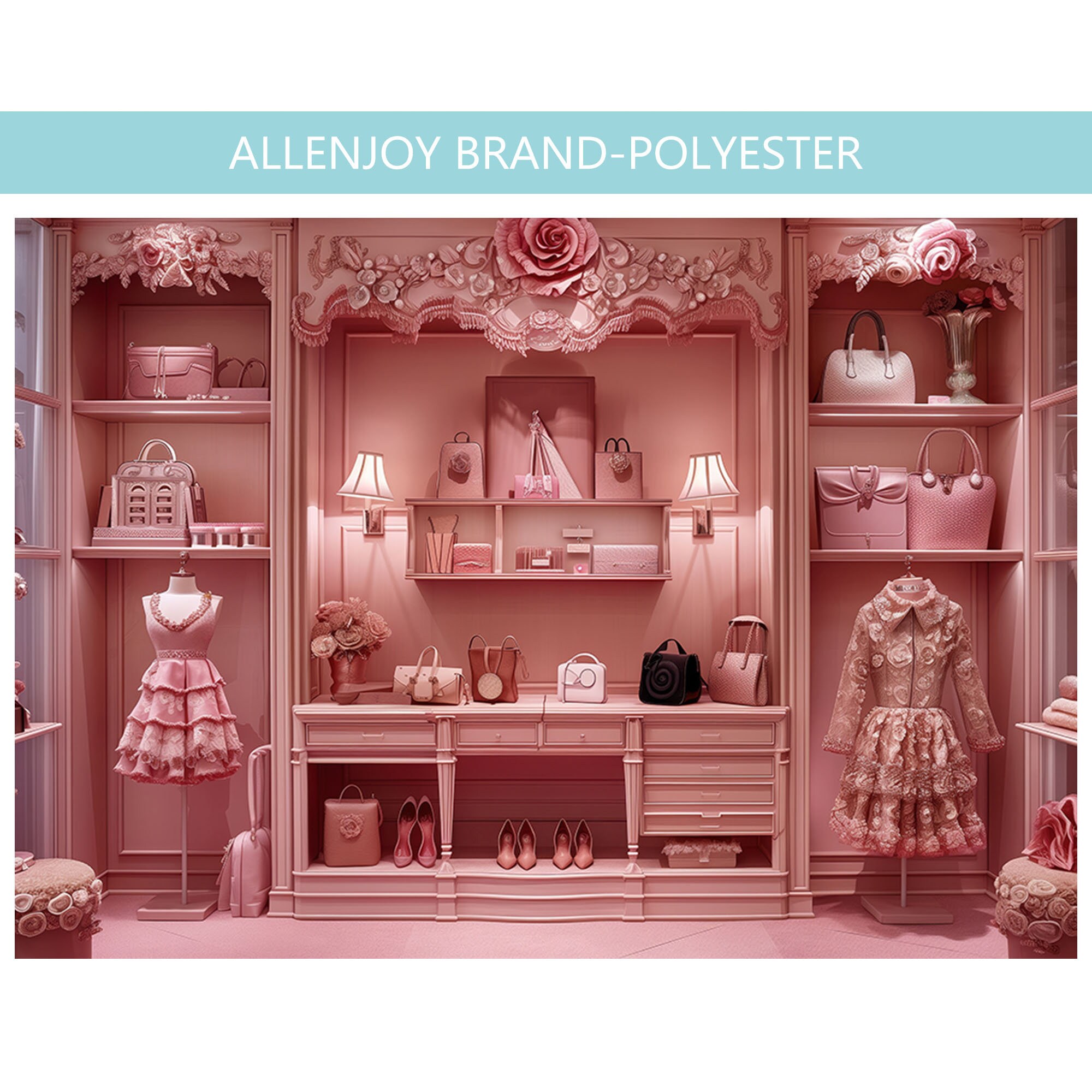 Pink Closet Birthday Backdrop, Pink Fashion Doll House Closet Baby ...