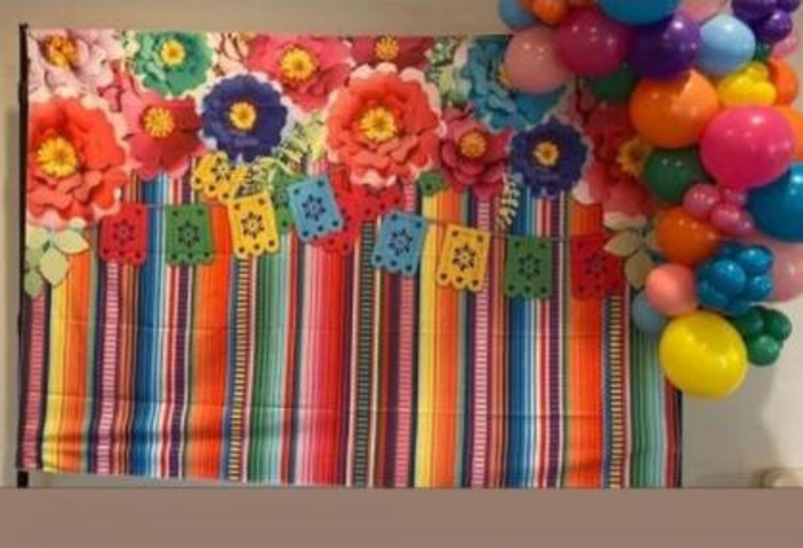 Mexican Theme Backdrop Fiesta Cinco De Mayo Flowers Striped - Etsy